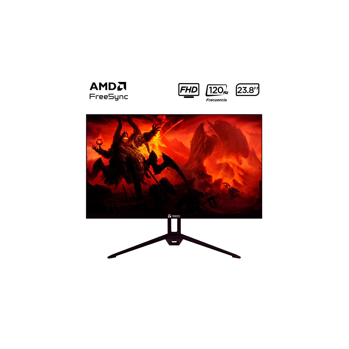 Monitor plano TEROS TE-2415S 23.8" FHD IPS 120Hz 1ms HDMI DP negro